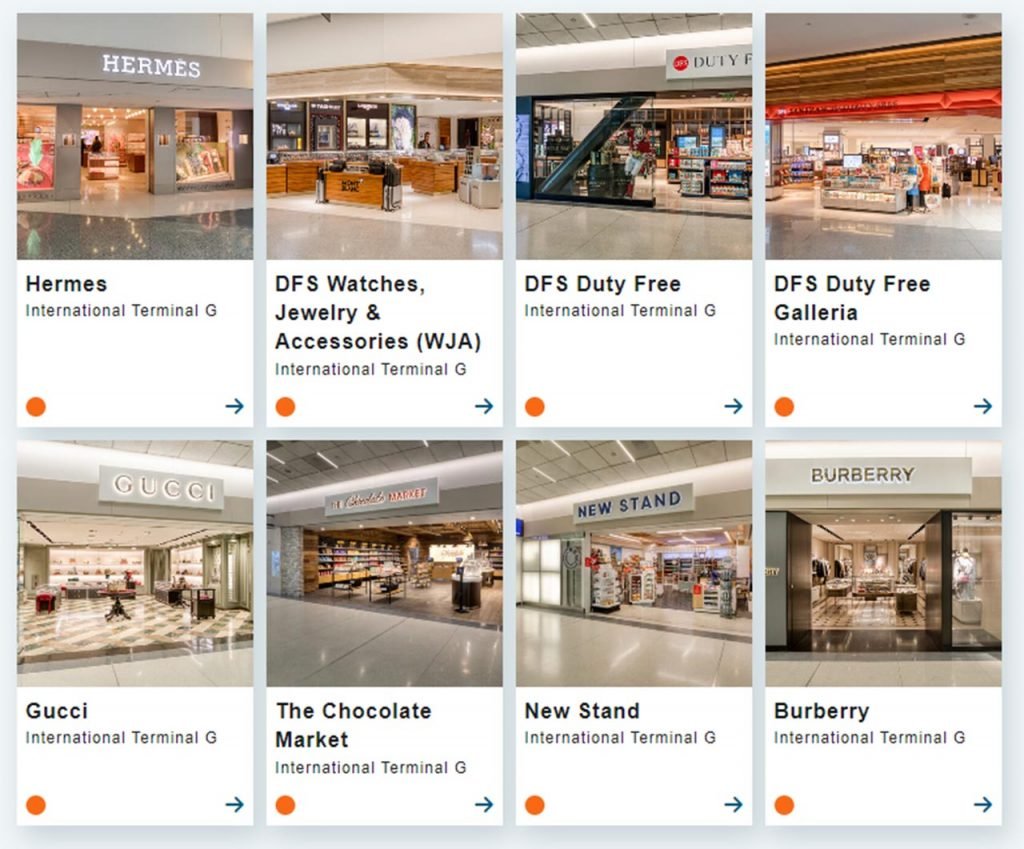 Shops and stores at the SFO airport